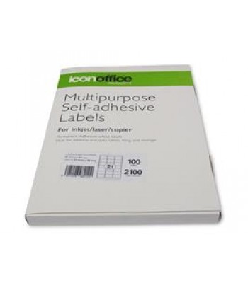 Icon A4 Adhesive Label 21 labels per page (63.5 x 38.1 mm) - 100 sheets ...